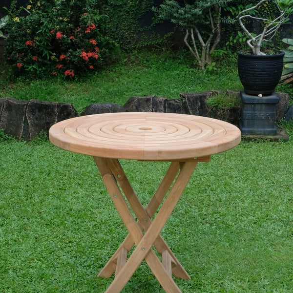 Teak Ripple Table 80cm (4cm Thick Top)
